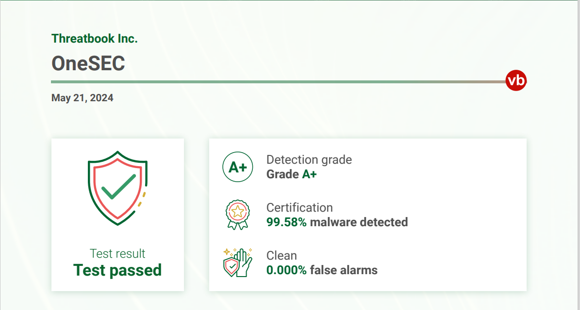 微步OneSEC通过VB100认证 加入全球顶级反病毒俱乐部